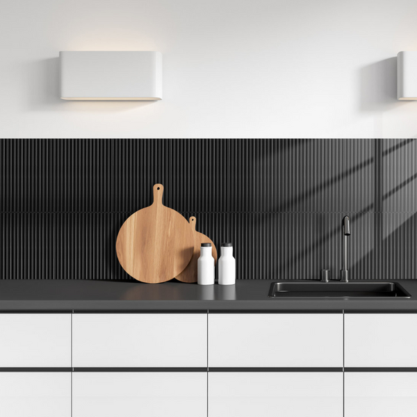 Black Reeded Peel and Stick Wall Tile | 1.2mm PU Gel | Vinyl Home